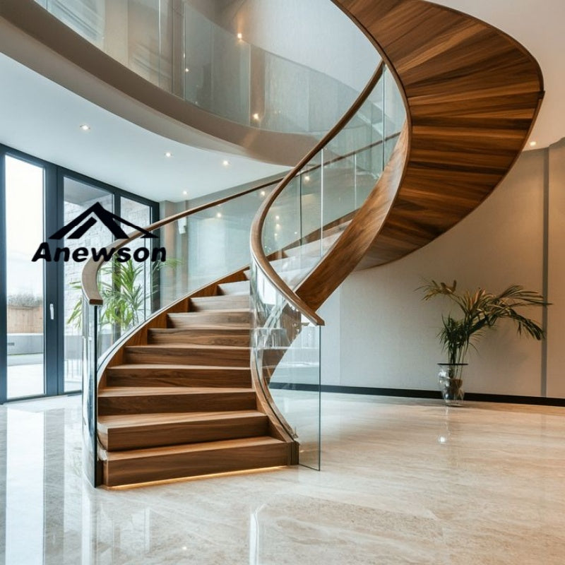 Custom Elegant Curved Staircase Designs for Luxury Interior Spaces ...
